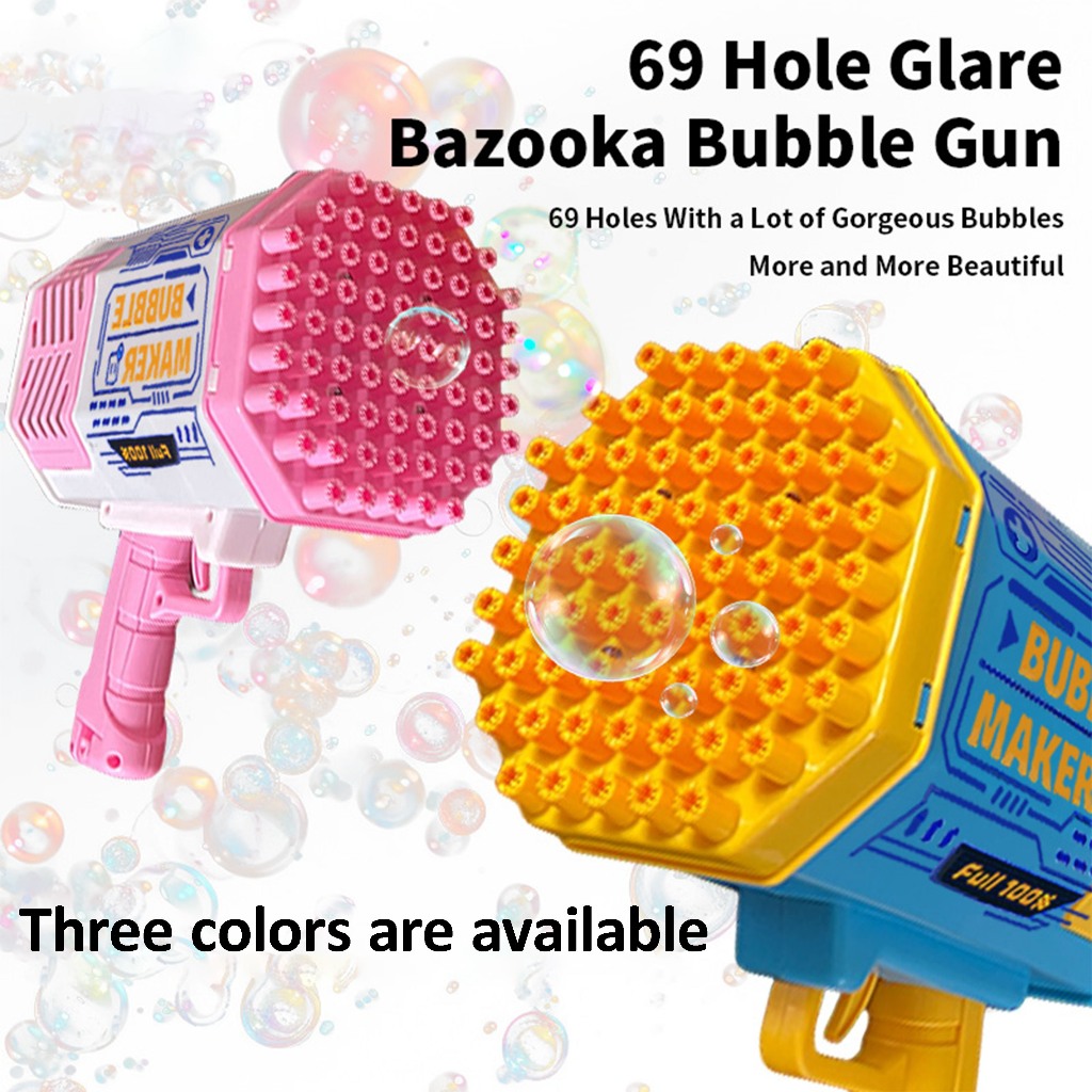 Jual Pistol Gelembung Otomatis 69 Lubang - Bubble Bazooka Besar, Mainan Anak dengan Baterai ...