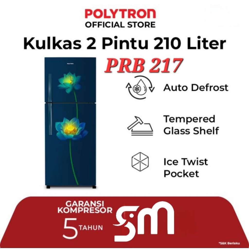 Jual Kulkas Polytron 2 pintu PRB-217 PRB217 210 Liter Metal Door ...