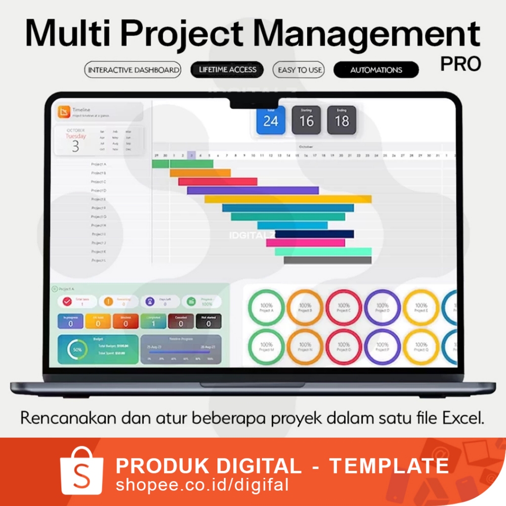 Jual Multi Project Management Pro Excel - Template Manajemen Proyek ...