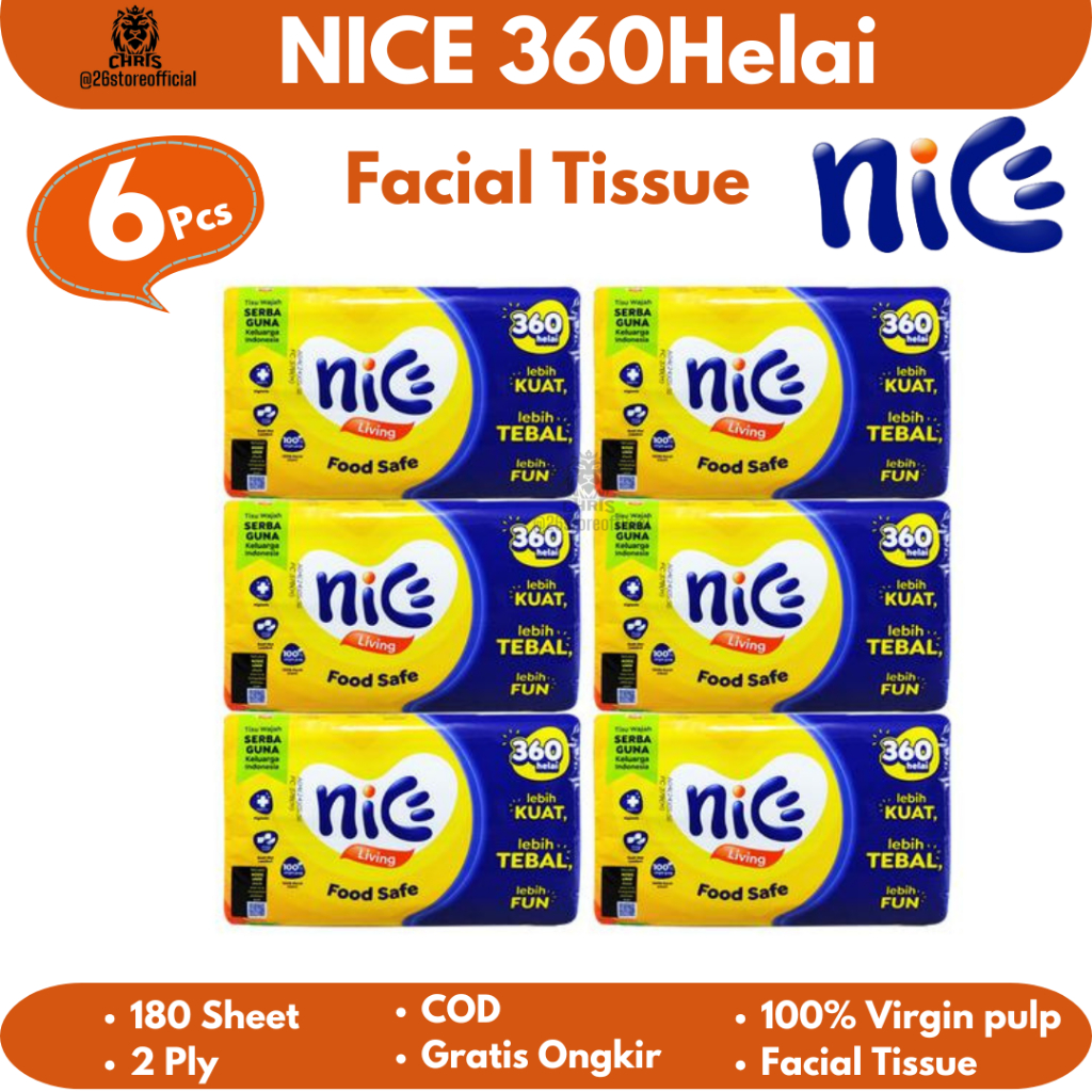 Jual [5 - 6 PACK] NICE 360 HELAI TISSUE NICE KEMASAN TERBARU HALAL DAN ...