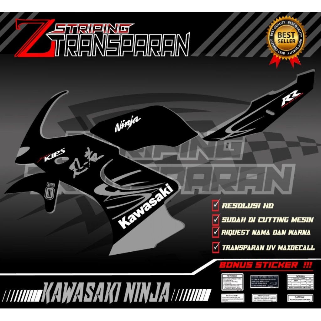 Jual Striping ninja RR old 2010 tribal variasi transparan UV MAXDECAL ...