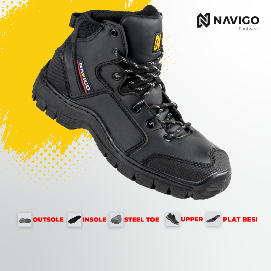 Jual Navigo Sepatu Safety Pria Wanita SW2 Hi Black - Safety Shoes Anti Slip Outdoor Touring ...