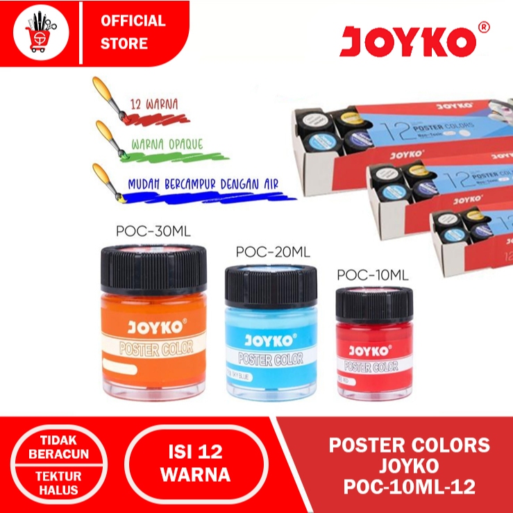 Jual Cat Poster | Poster Color Joyko POC 10ML 12 Warna | Shopee Indonesia