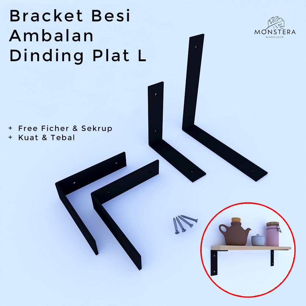 Jual Breket / Bracket Besi Ambalan Tempel Dinding / Siku Plat Besi ...