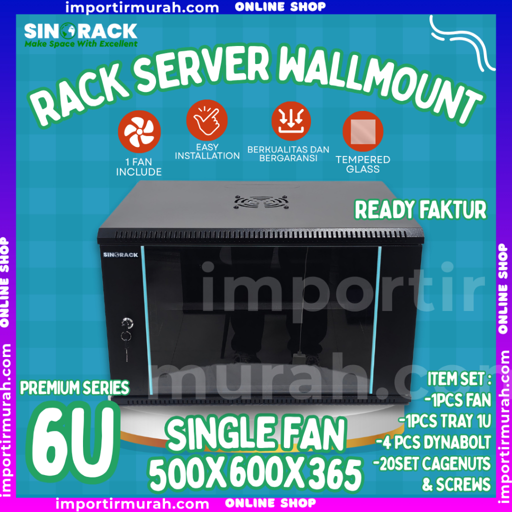 Jual RACK SERVER 6U WALL MOUNT SINGLE FAN Single Glass Door Premium ...