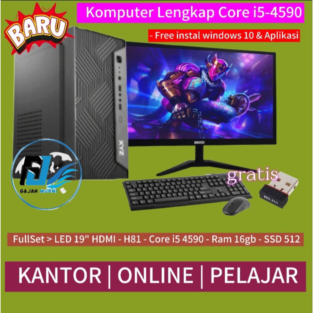 Jual 1 set Komputer intel Core i5 4590 / Rakitan Fullset Ssd 512 + Ram ...
