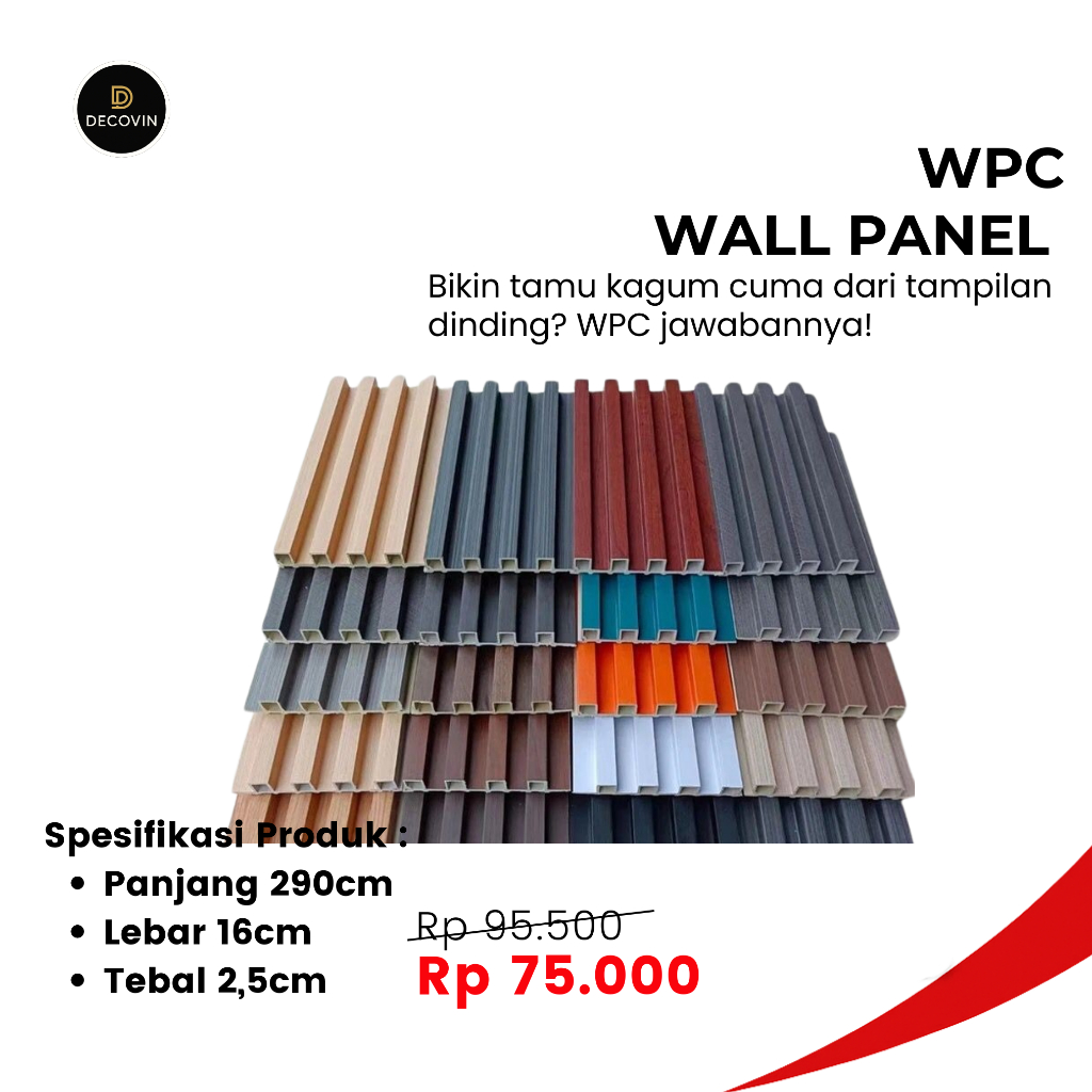 Jual wpc wall panel PANEL WPC PVC KAYU DINDING UKURAN 16CM x 2,9 METER ...