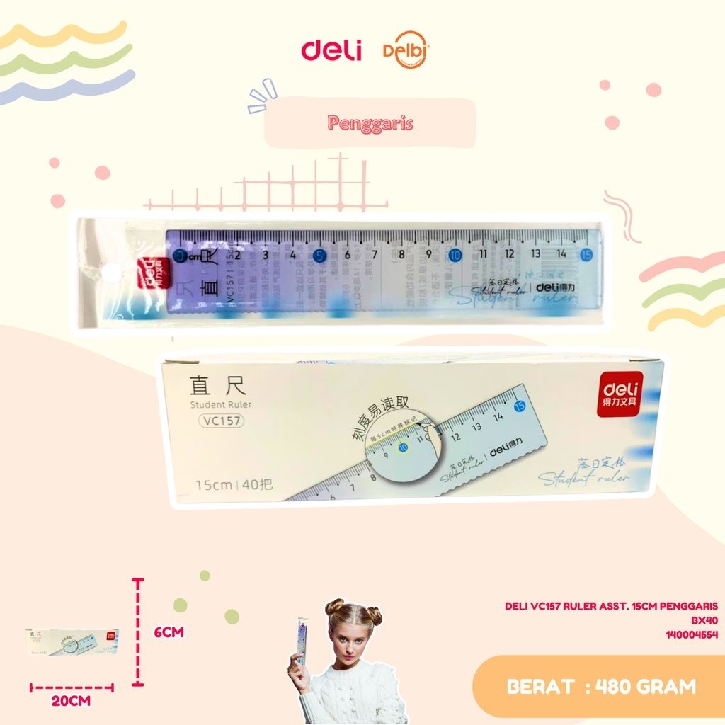 Jual DELI VC157 RULER ASST. 15CM PENGGARIS BX40 | Shopee Indonesia