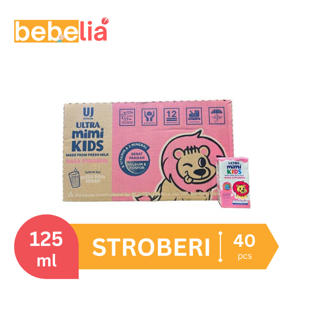 Jual Ultra Mimi Susu UHT Stroberi 125 ml 1 dus isi 40 pcs | Shopee ...