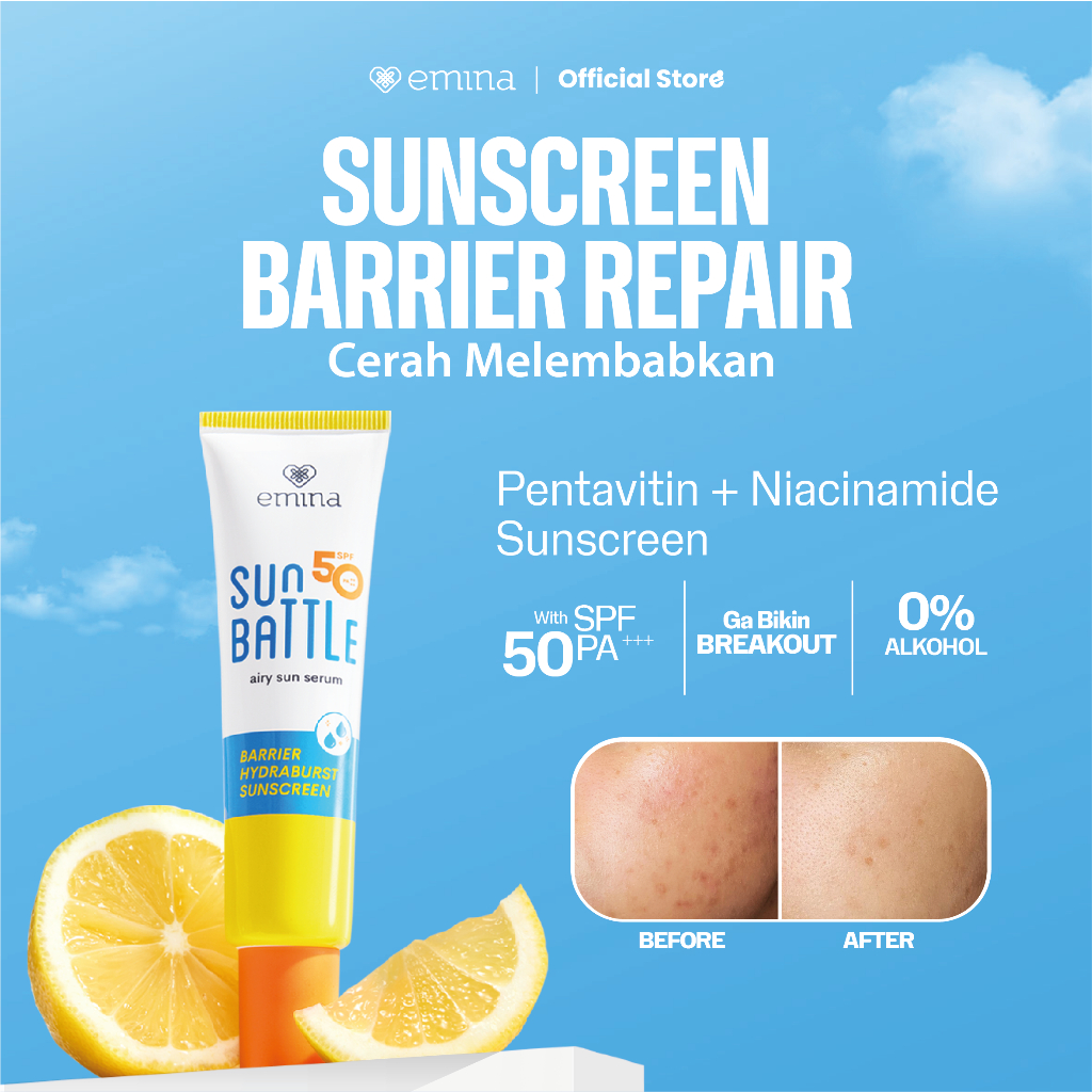 Jual Emina Sun Battle Spf 50 Pa++++ Barrier Hydraburst Sunscreen 30ml | Shopee Indonesia