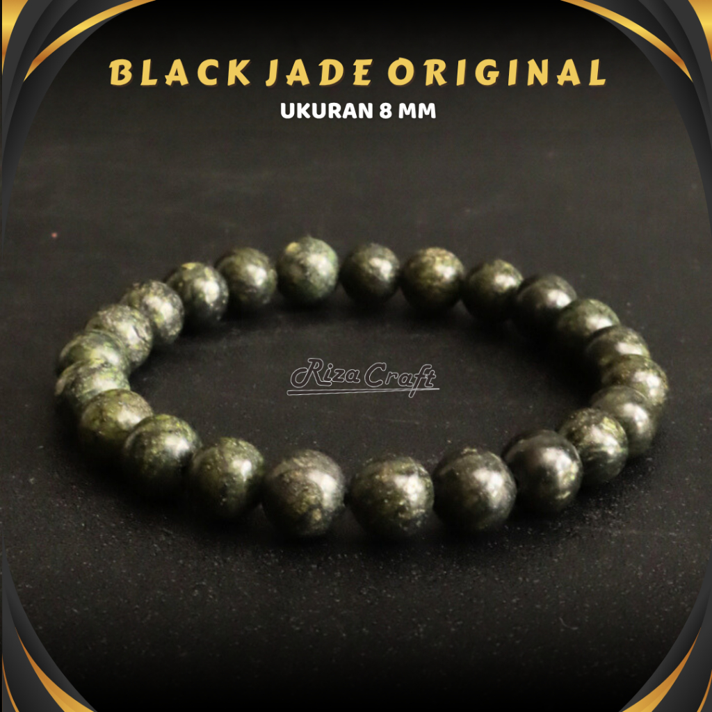 Jual Gelang Batu Pria Wanita Akik Natural Black Jade ASLI Alam NATURAL ...