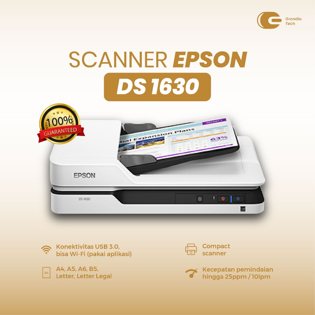 Jual Epson Scanner WorkForce DS-1630 Flatbed dan ADF Automatic Document ...