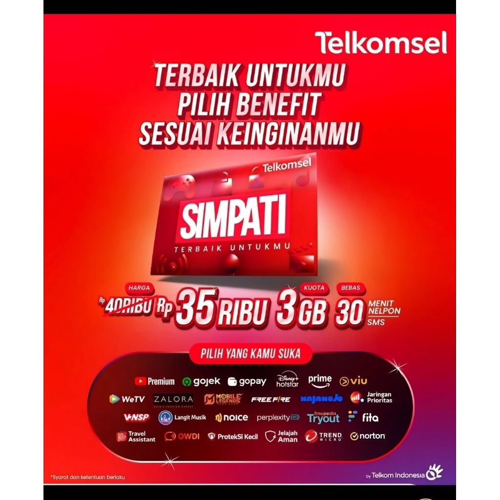 Jual Telkomsel 3gb nasional Simpati 3gb | Shopee Indonesia
