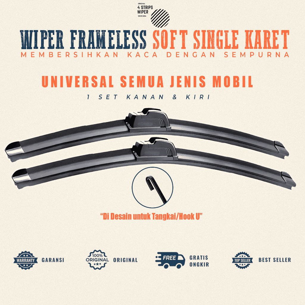 Jual UNIVERSAL Wiper Blade Premium Soft / Single / 1 Lapis Karet ...