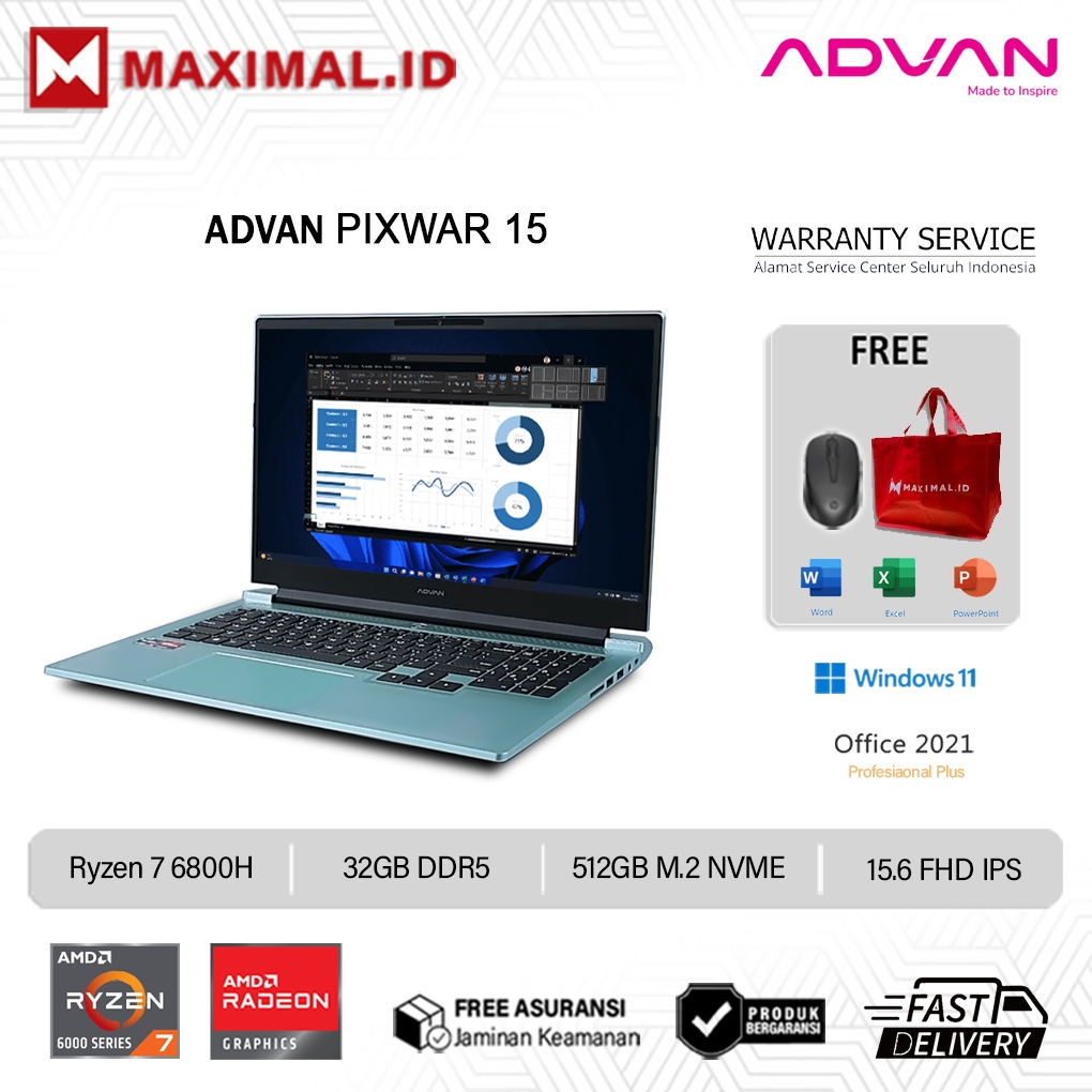 Jual ADVAN PIXWAR 15 1701 x Transformer AMD Ryzen 76800H Ram 32GB 512GB ...