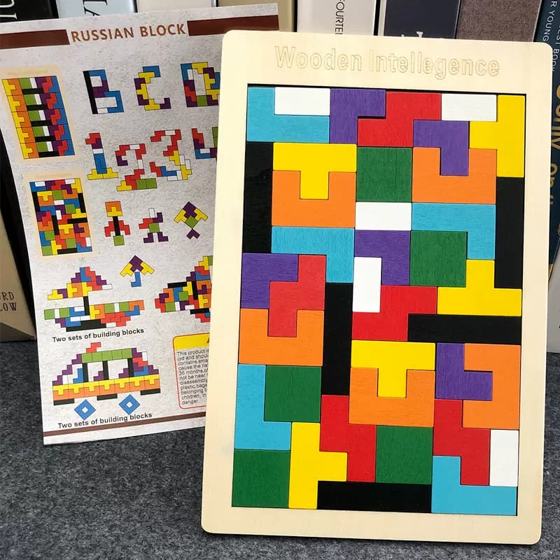 Jual Russian Block Puzzle Mainan Kayu Tetris Mainan Edukasi Anak murah ...
