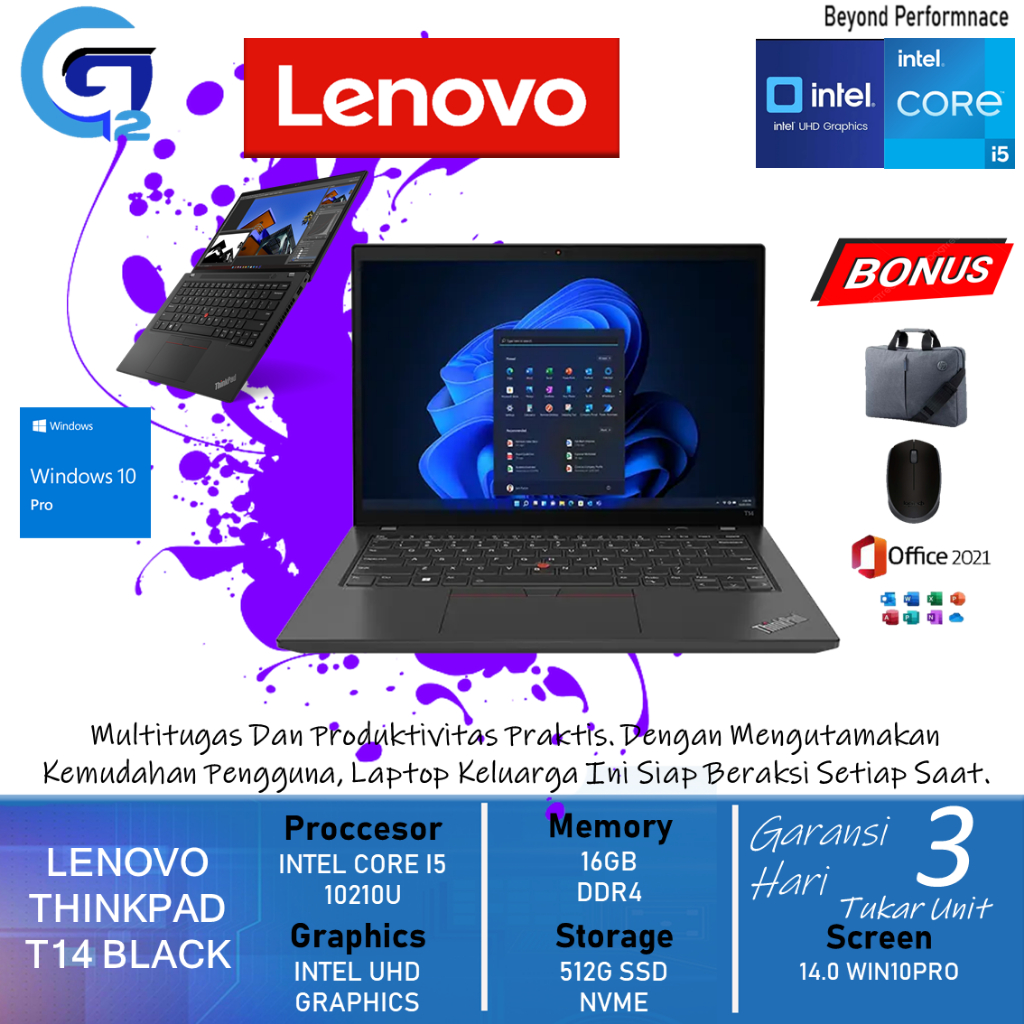 Jual Laptop Lenovo Thinkpad T14 Intel Core I5 10210U 16GB 512GB SSD 14 ...
