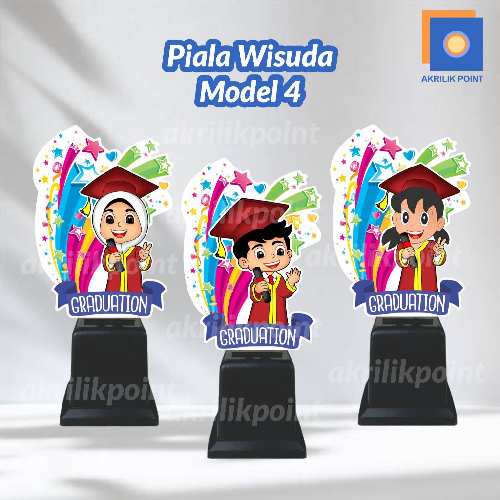 Jual PIALA WISUDA AKRILIK Model 4 Merah | Trophy Wisuda Anak Paud TK SD ...