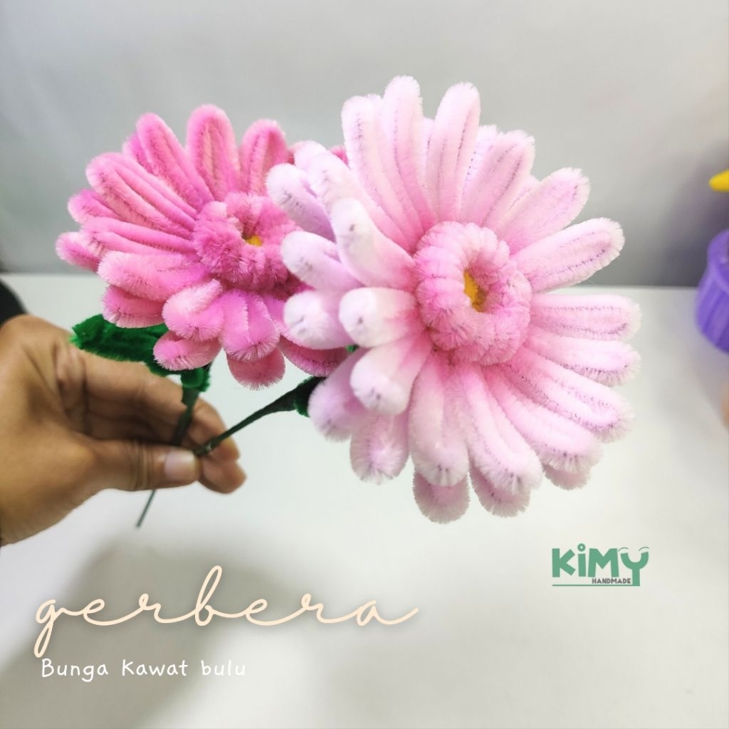 Jual bunga gerbera kawat bulu mercy pipe cleaner flower satuan | Shopee ...