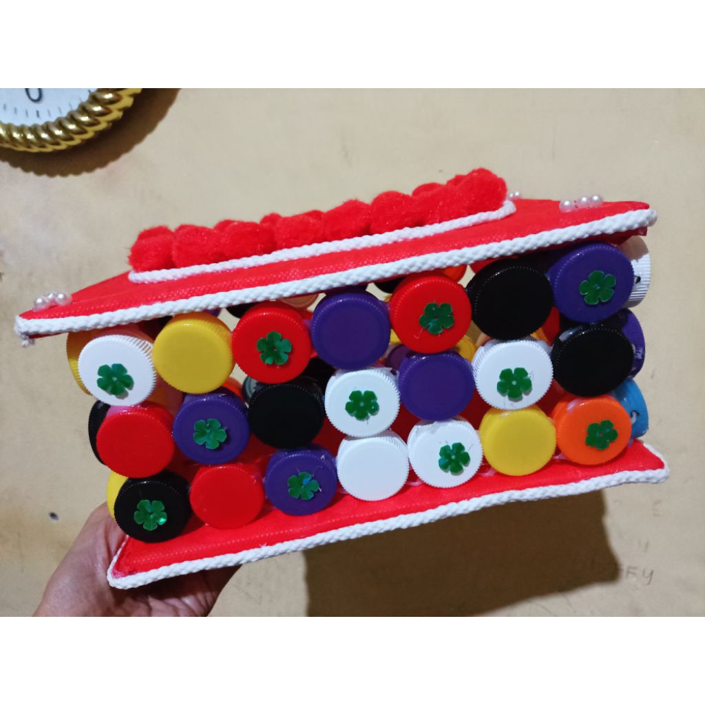 Jual kotak tissue kerajinan prakarya Daur ulang dari tutup botol ...