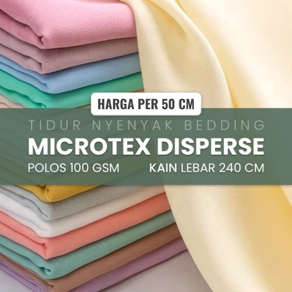 Jual KAIN KATUN MICROTEX DISPERSE PER 50 CM POLOS 90-100 GSM HALUS ...