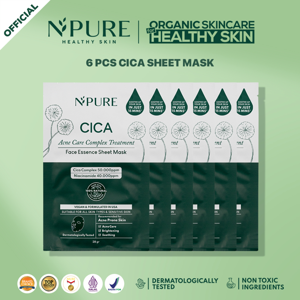 Jual 【SUPER BRAND DAY】NPURE Cica Sheet Mask 6PCS / Sheet Mask / Acne ...