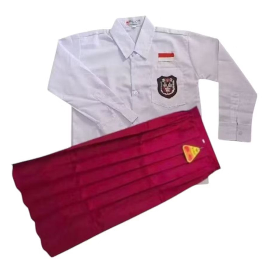 Jual setelan seragam sekolah SD anak perempuan usia 6-12 tahun Set baju panjang SD rok panjang ...