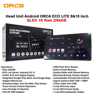 Jual Head Unit Android Orca Ecolite new Series Ram 2/64GB QLED / Eco ...