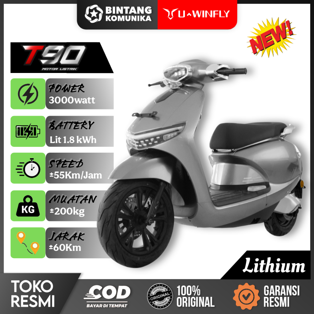 Jual Motor Listrik Uwinfly T90 Lithium, LANGSUNG KIRIM, Garansi Resmi ...