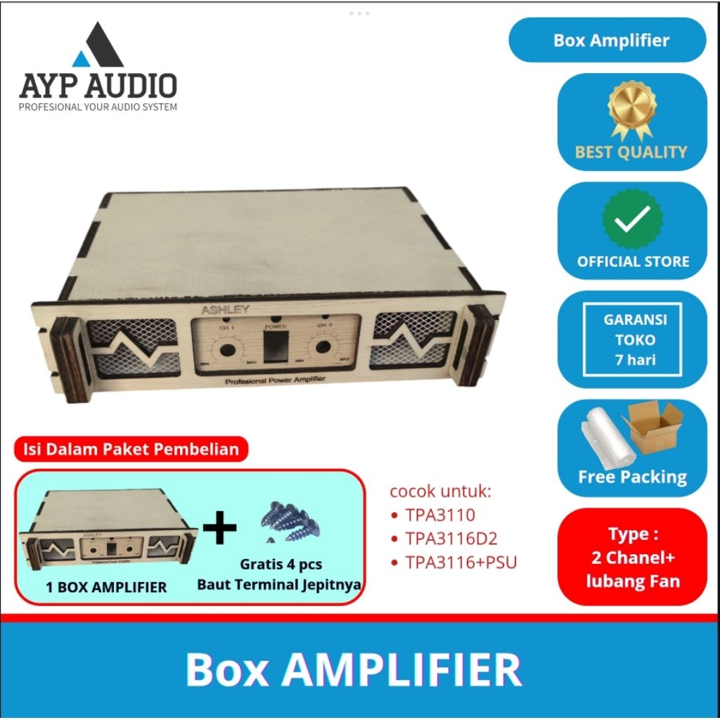 Jual box boks power amplifier class D bahan 4-5 mm, Tpa3116d2, Tpa3110 ...