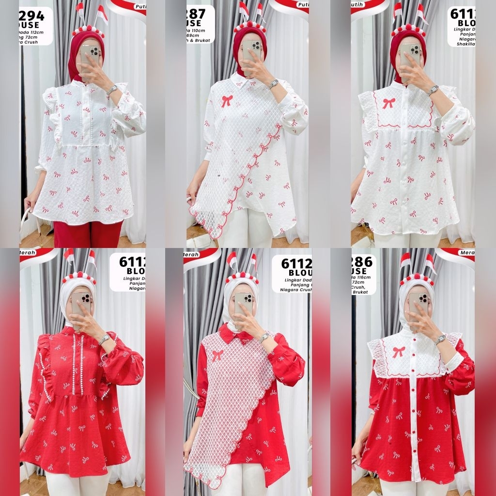 Jual EXTU ATASAN BLOUSE SERIES MERAH PUTIH | Shopee Indonesia