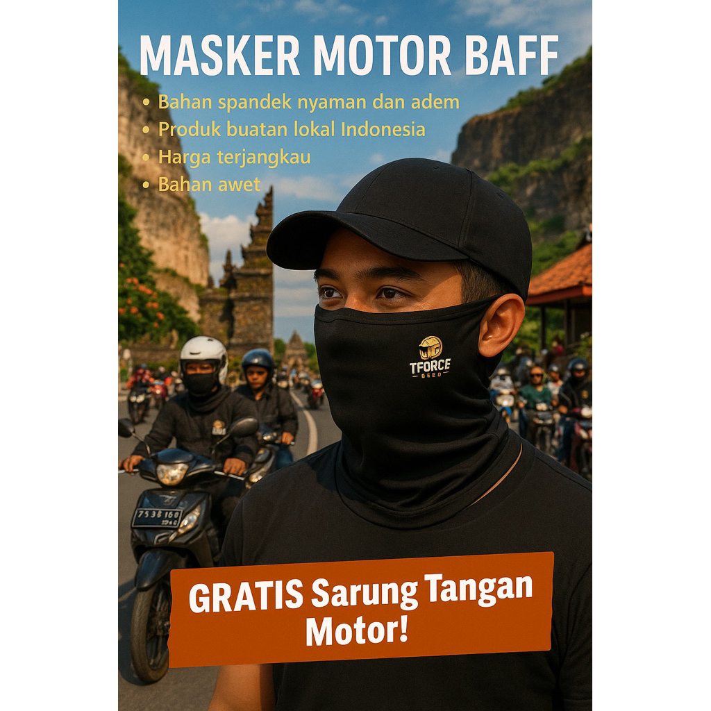 Jual Paket Motoran Buff Hitam Polos Dan Sarung Tangan pria Dewasa ...