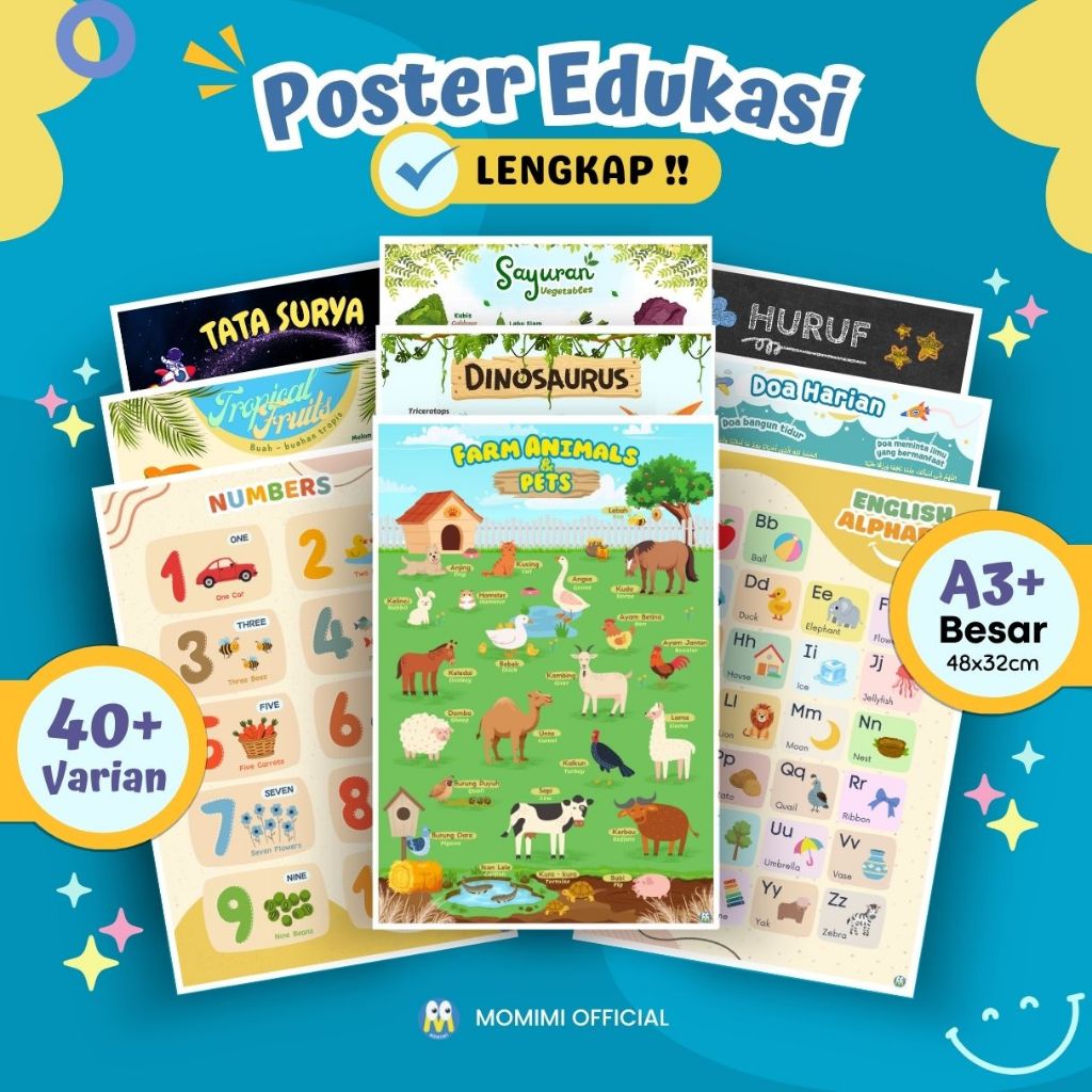 Jual Poster Edukasi Anak LENGKAP! Design Ekslusif Estetik Colorful ...
