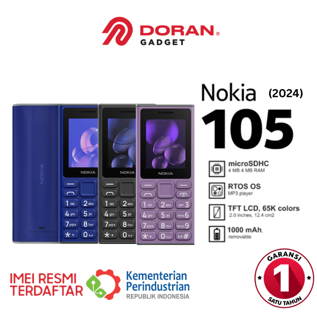 Jual Handphone HP Nokia 105 2024 Jadul - Original Garansi Resmi 1Tahun ...