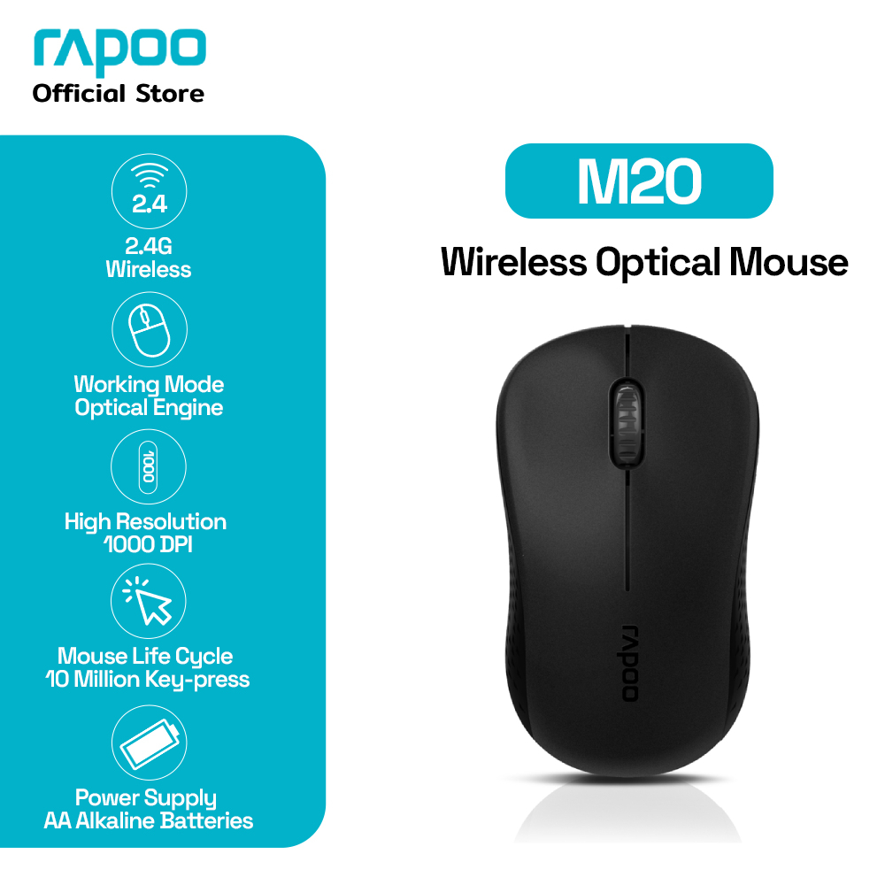 Jual Rapoo Mouse Wireless 2.4GHz 1000DPI M20 | Shopee Indonesia