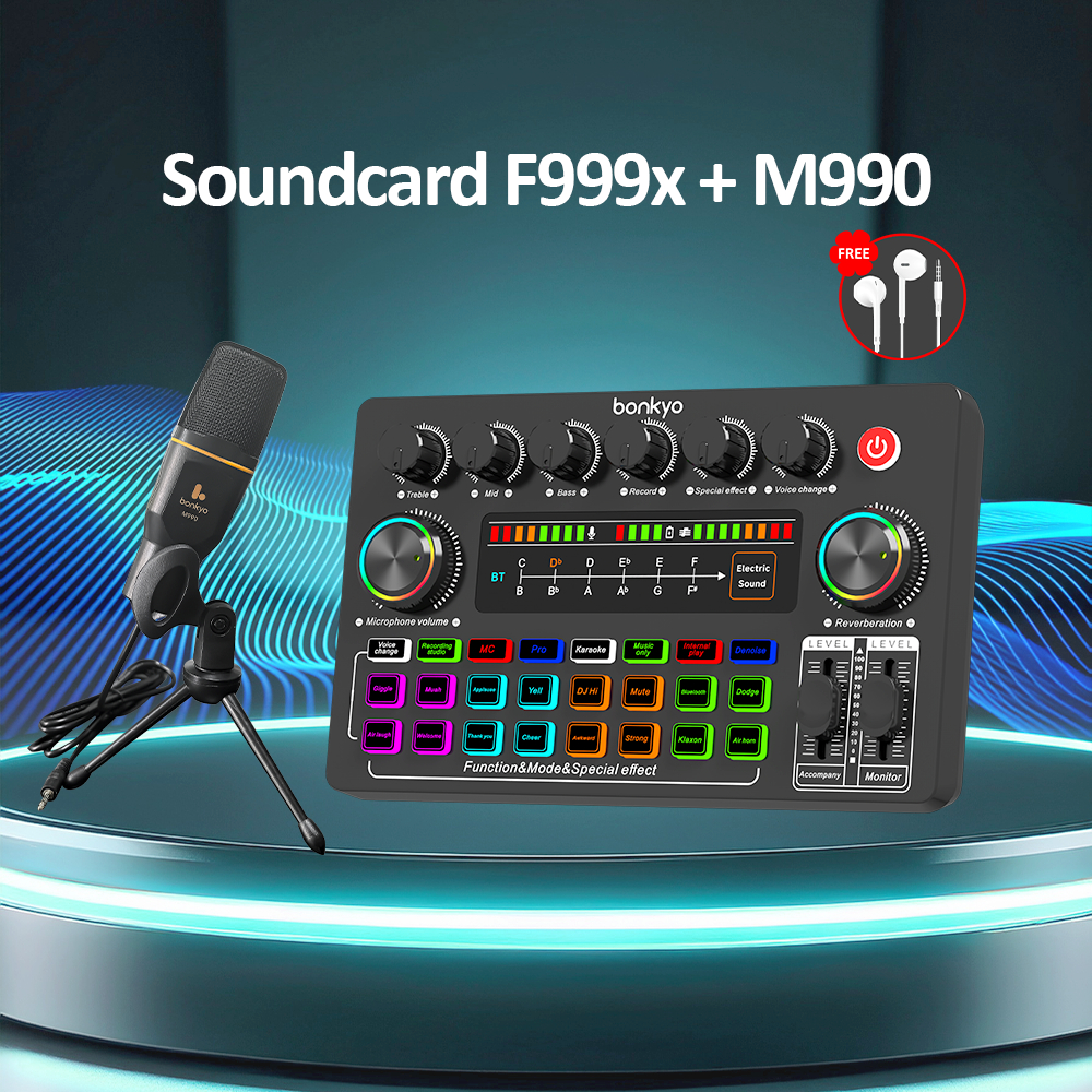 Jual Bonkyo Soundcard F999X sound card 5V LED Touchscreen, Efek Terbaru ...