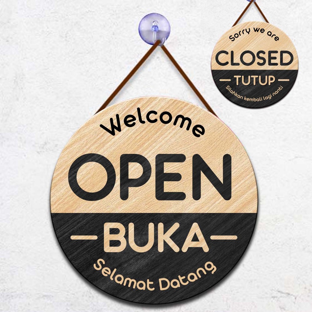 Jual Sign Board bahan Kayu MDF print motif kayu darklight ukuran ...