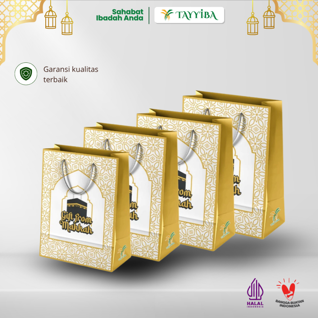 Jual Paper Bag Kuning Gold Oleh - Oleh Haji Umrah | wadah hampers ...