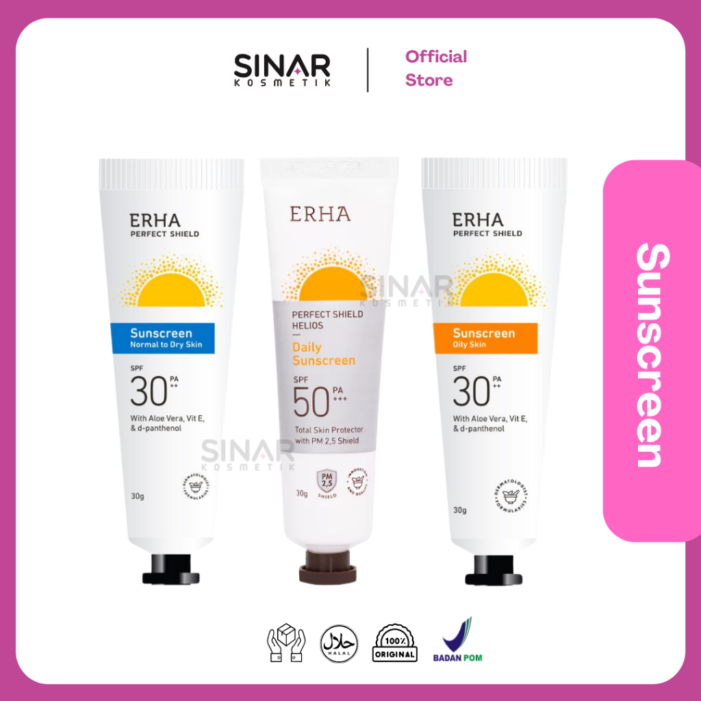 Jual ERHA Sunscreen Normal to Dry Skin | Oily SPF 30 | Perfect Shield Helios SPF 50 | 30gr ...