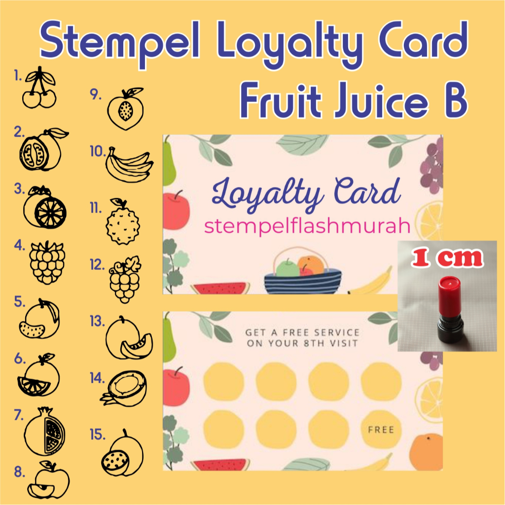 Jual stempel promo juice buah B loyalty card cafe es minuman makanan ...