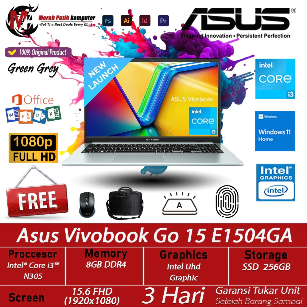 Jual Laptop ASUS Vivobook Go 15 E1504GA Intel Core i3 N305 8GB 256GB ...