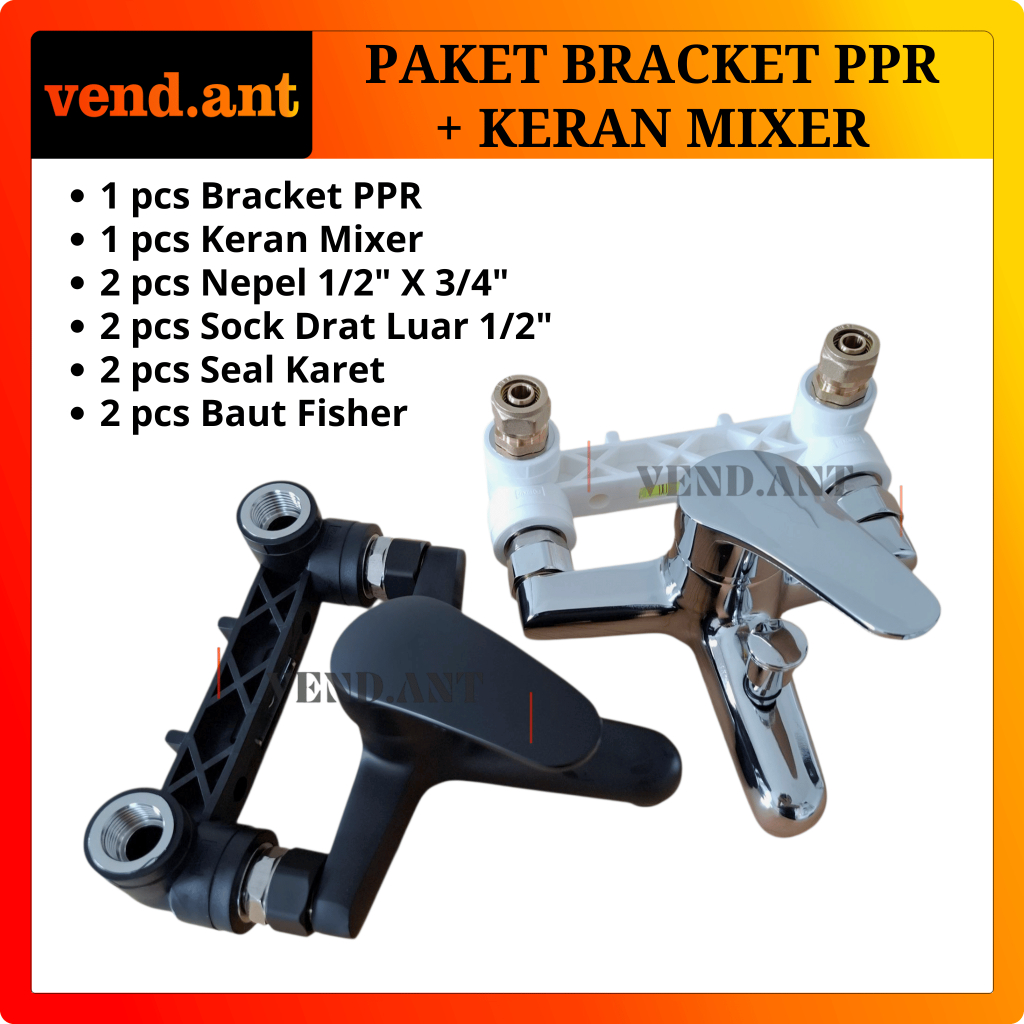 Jual Paket Bracket Breket PPR + Keran Mixer Bathtub Panas Dingin ...