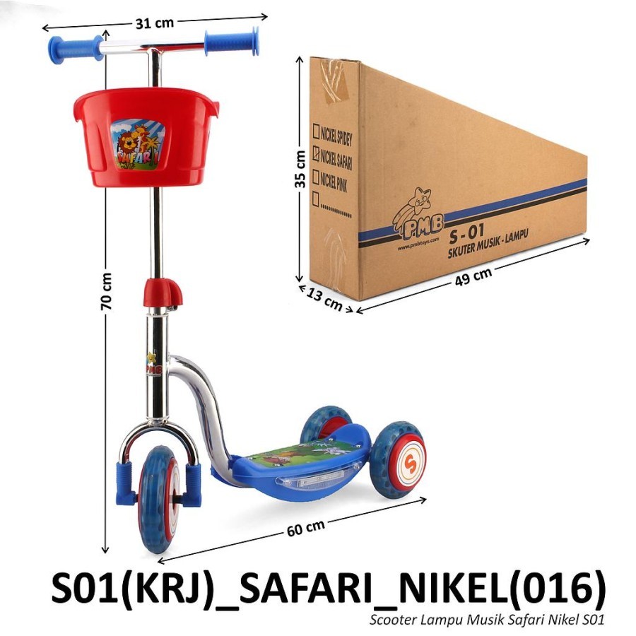 Jual Skuter Roda Tiga PMB S01-CP Spidey Nikel Krom Otopet Auto Start ...