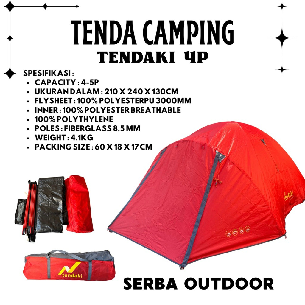 Jual Tenda Camping Outdoor Kapasitas 3-5 Orang Tendaki Borneo Outdoor ...