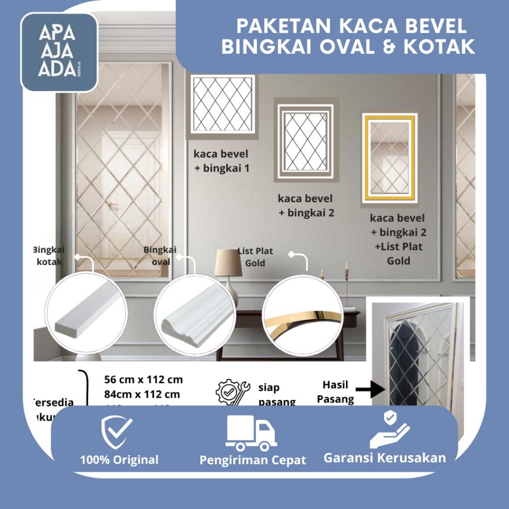 Jual PAKETAN KACA BEVEL BINGKAI MOULDING KOTAK & OVAL / KACA BEVEL ...