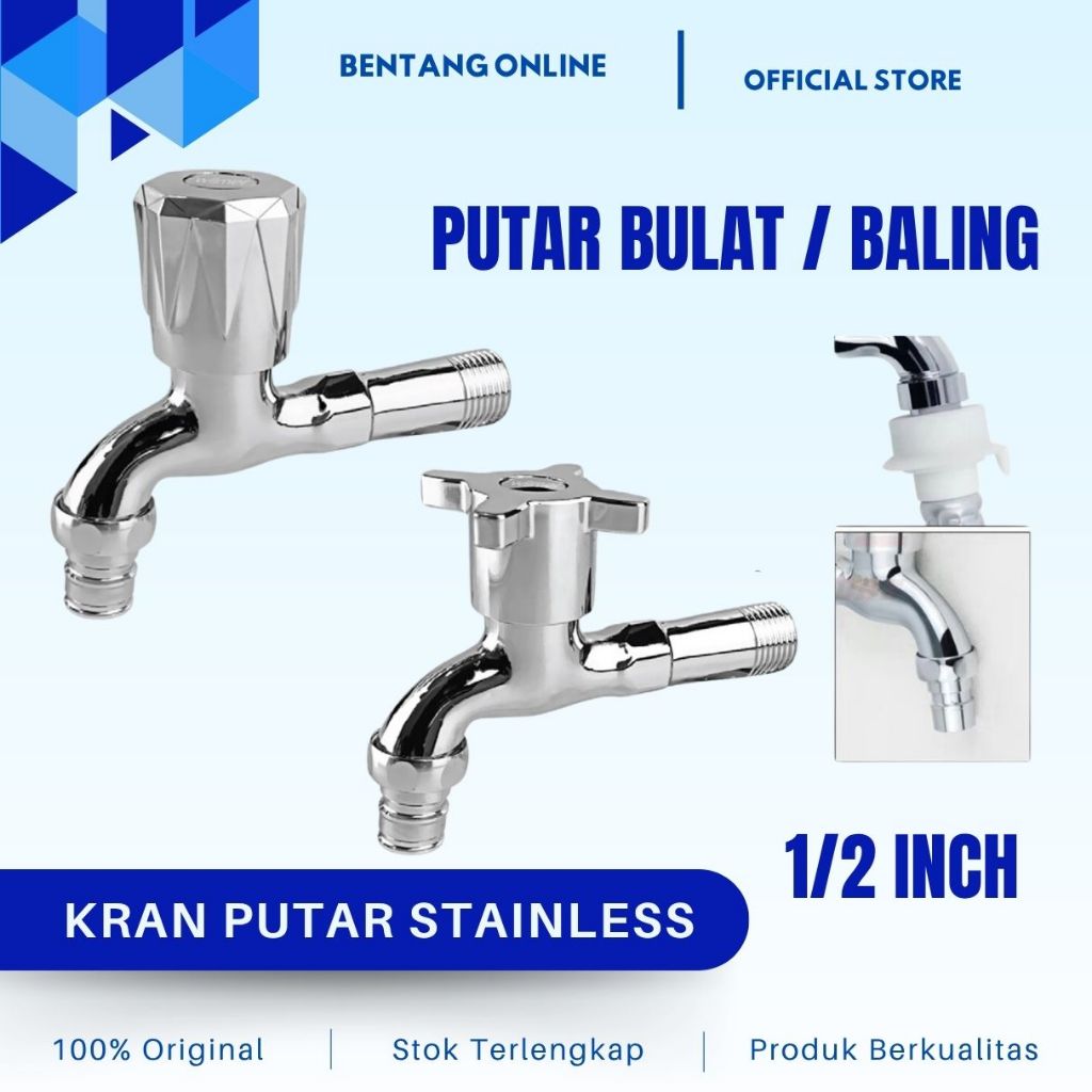 Jual Kran Air Putar 1/2 inch Stainless Steel Baling Tembok Keran Engkol ...