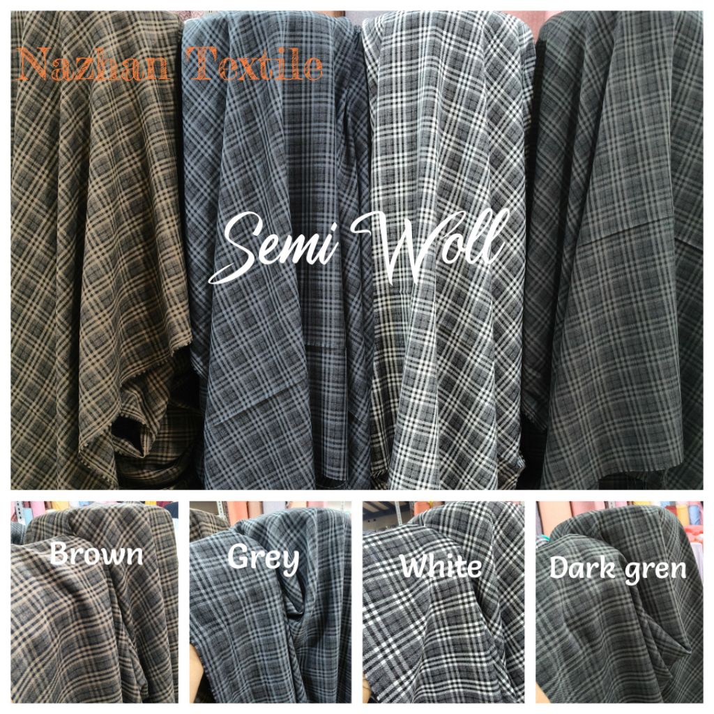 Jual Bahan Kain Semi Woll Kotak halus lembut (harga 50cm/0,5mtr ...