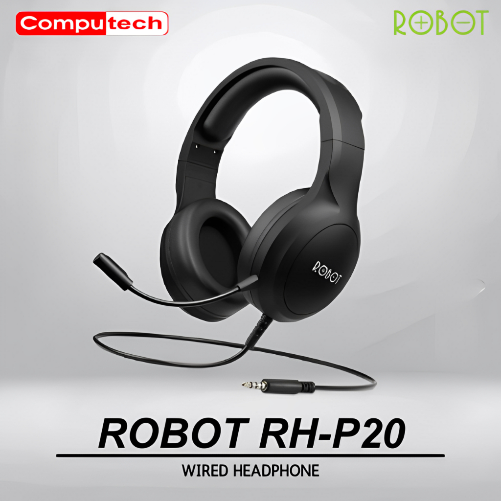 Jual ROBOT Headphone Wired RH-P20 3.5mm Jack With Mic Headset Kabel ...