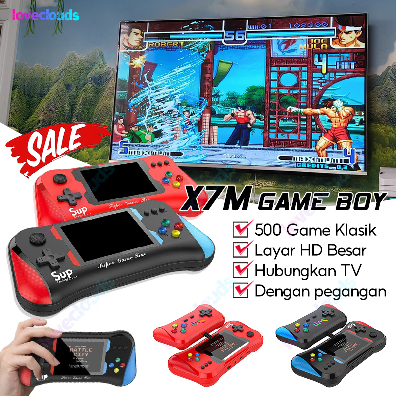 Jual X7M Mini Game Boy Portable 1P/2P Pemain 500 Game Retro SUP Dual ...