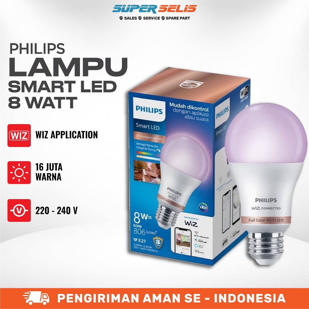 Jual PHILIPS Lampu Led Bulb Smart Wifi 8 Watt RGB-Tunable Bluetooth ...